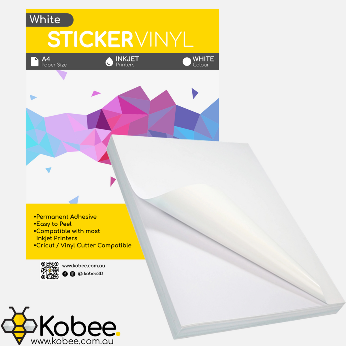 Inkjet & Laser Printable Sticker Vinyl Paper - Multi-Pack, Water-Resis ...